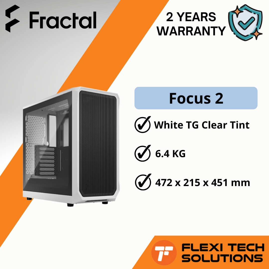 Flexi Tech FRACTAL DESIGN Focus 2 Black TG Clear Tint / 2 White TG ...