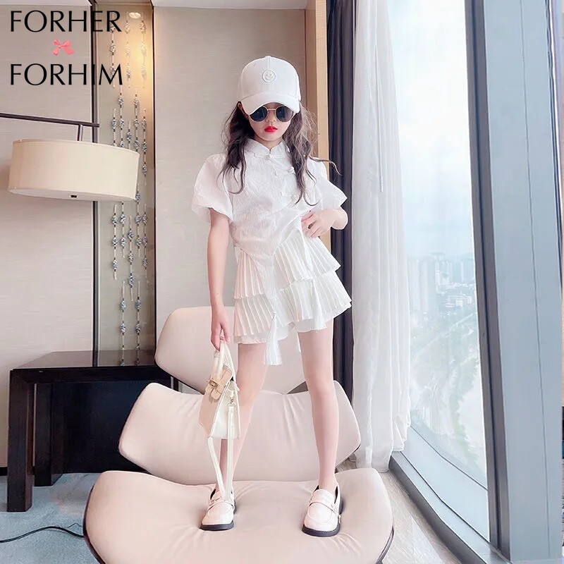 FORHER FORHIM 2ชิ้นสูทสาวสูทเสื้อผ้าฤดูร้อนรูปแบบใหม่2022สุทธิสีแดงเด็ก ...