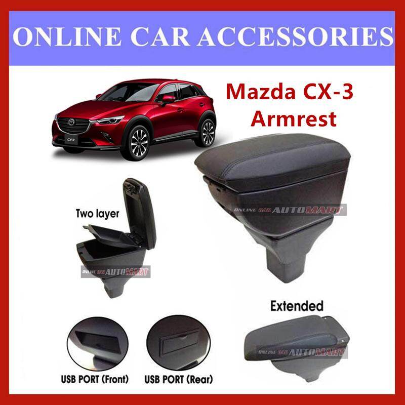 Mazda CX-3/CX3 PVC Adjustable Arm Rest Armrest Center Console Box Black ...