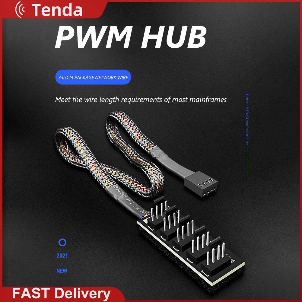 1 to 5 PWM Fan Hub Adapter 4Pin Power Extension Cable for CPU Cooler ...