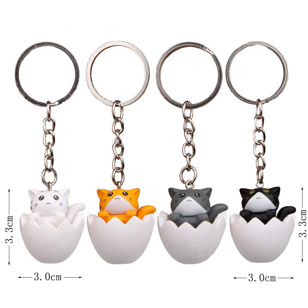 Key Rings Kawaii Women Ornament Car DIY Gifts Cartoon Doll EggShell Cat ...