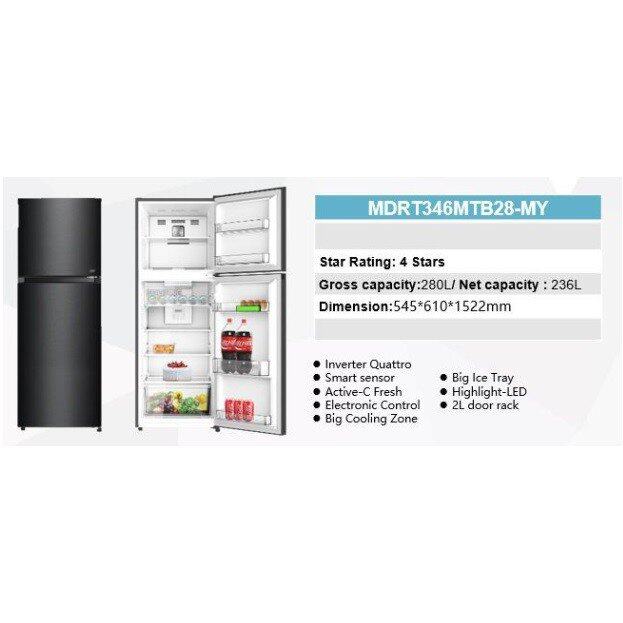 MIDEA 2 DOOR Inverter FRIDGE 200L /240L/280L REFRIGERATOR MDRT307MTB28 ...