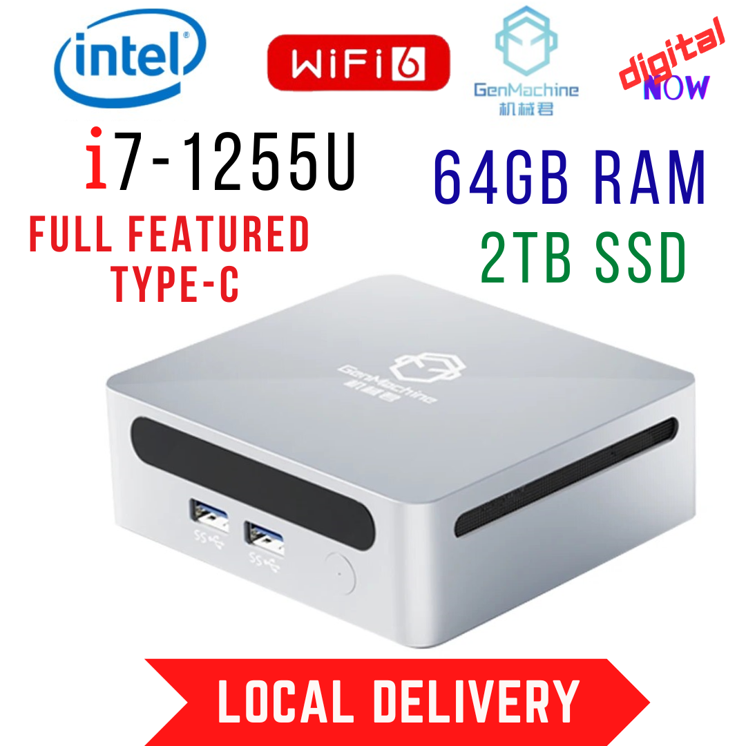 GenMachine Intel i7 1255U Mini PC Windows 11 64GB RAM 2TB NVME SSD ...