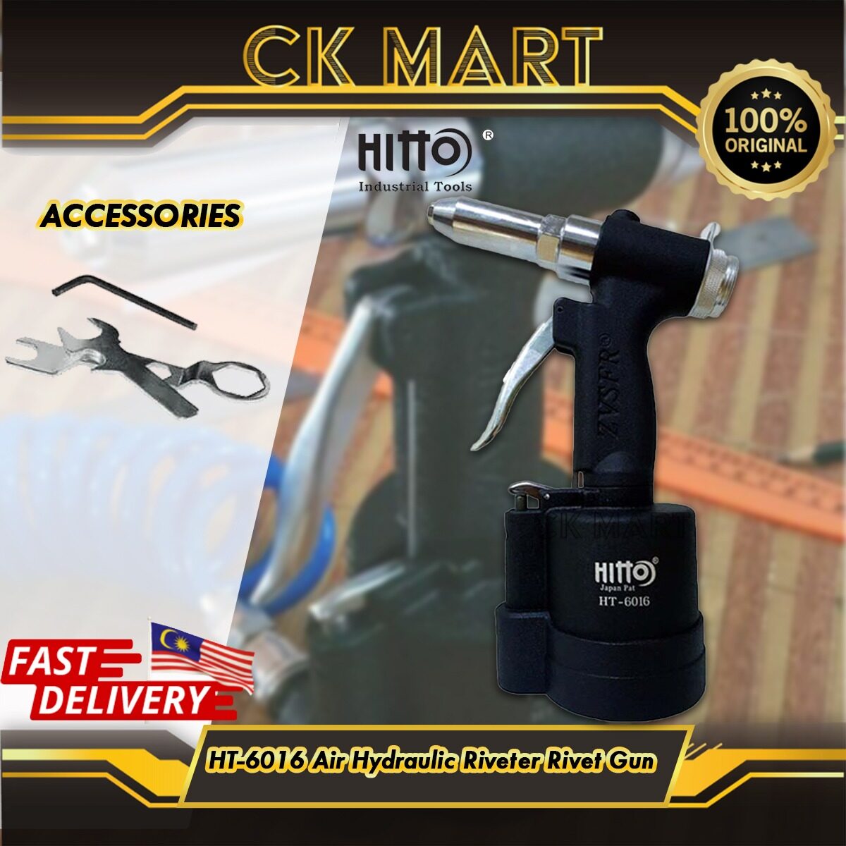 [ HITTO ] Insdustrial Tools Air Hydraulic Riveter Rivet Gun ( HT - 6016 ...