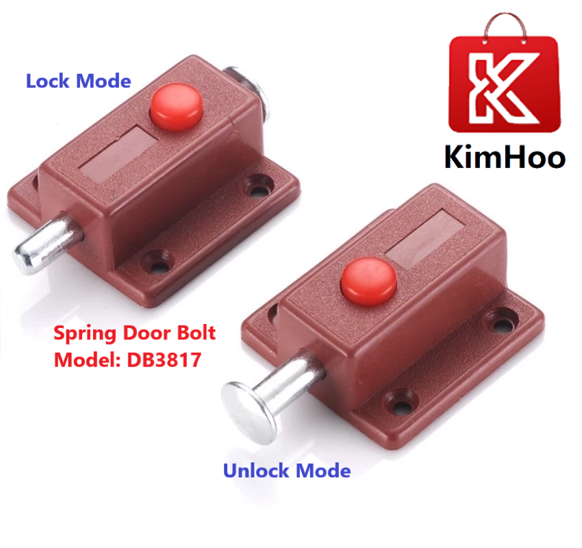 KIMHOO Window Push Button Spring Load Automatic Door Bolt Latches Lock ...