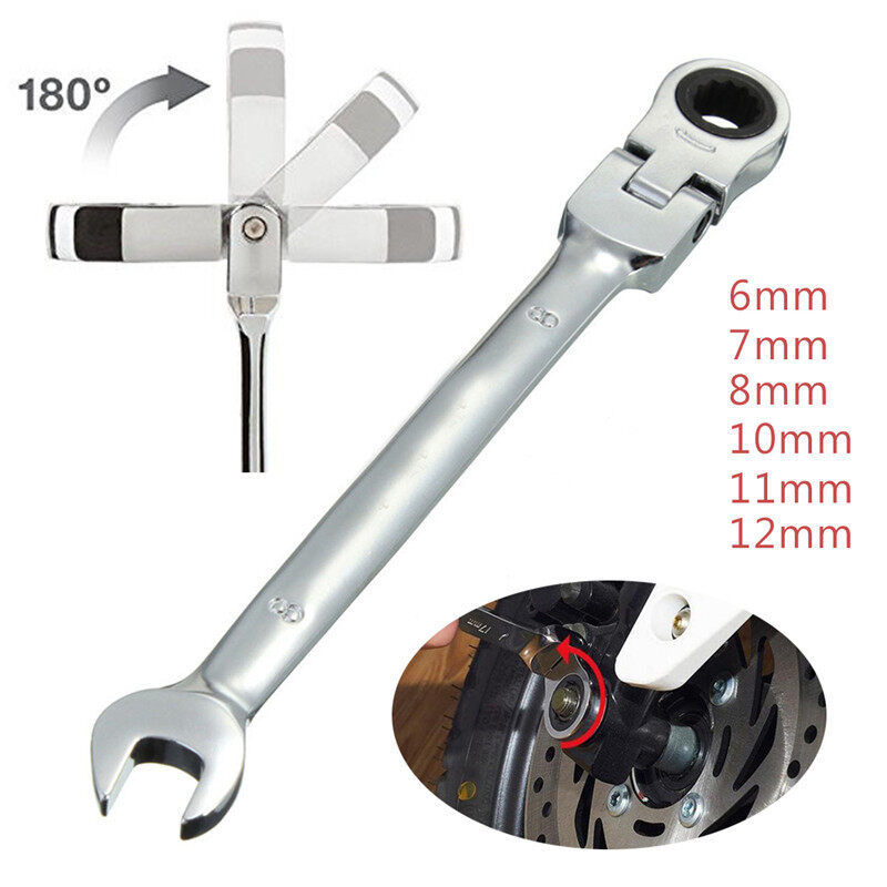 DANIU 6mm-12mm Flexible Pivoting Head Ratchet Combination Spanner ...