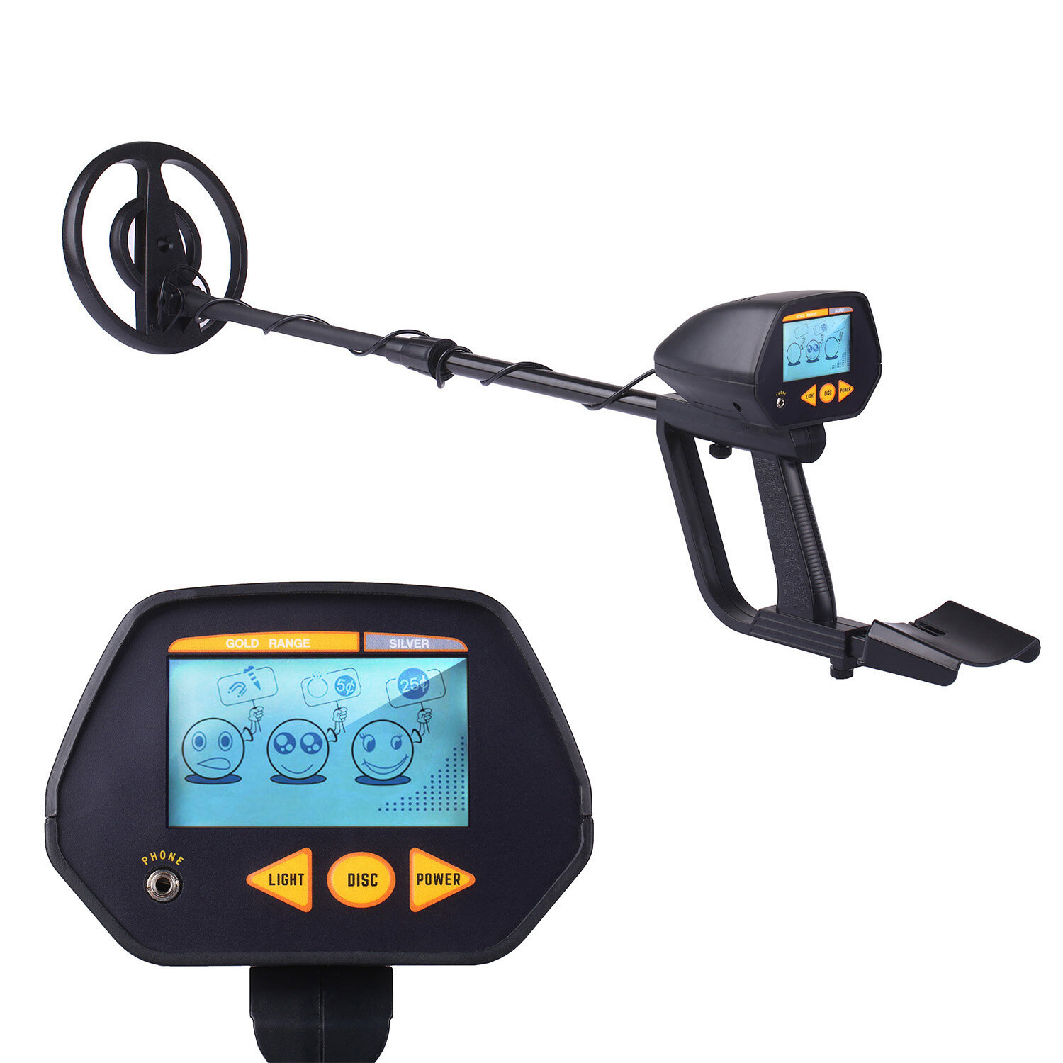 ขนาดเล็กอุปกรณ์ค้นหาโลหะพร้อมแผ่นโลหะทั้งหมดโหมดคู่โลหะLCD GOLD Digger ...