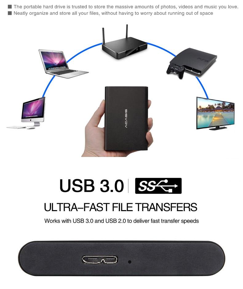 ACASIS 2TB 1TB Super External Hard Drive Disk USB3.0 500GB HDD Storage ...