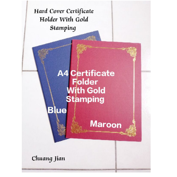 Certificate Folder A4 (Hard Cover) With Gold Stamping Line ...