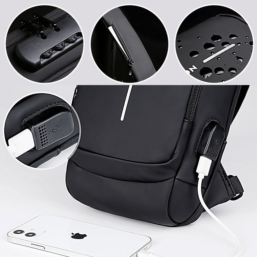USB Charging Sport Sling Anti-Theft Shoulder Bag Crossbody Bags Chest ...