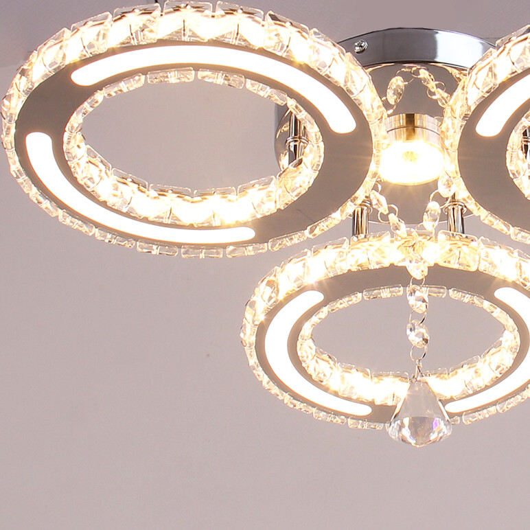 โคมไฟระย้า LED โคมไฟเพดานคริสตัลอะคริลิคทันสมัย3วง,โคมไฟคริสตัลติดเพดาน ...
