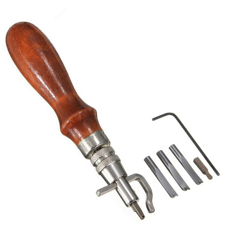 5 in 1 DIY Leather Craft Stitching Groover Crease Leather Tool Set ...