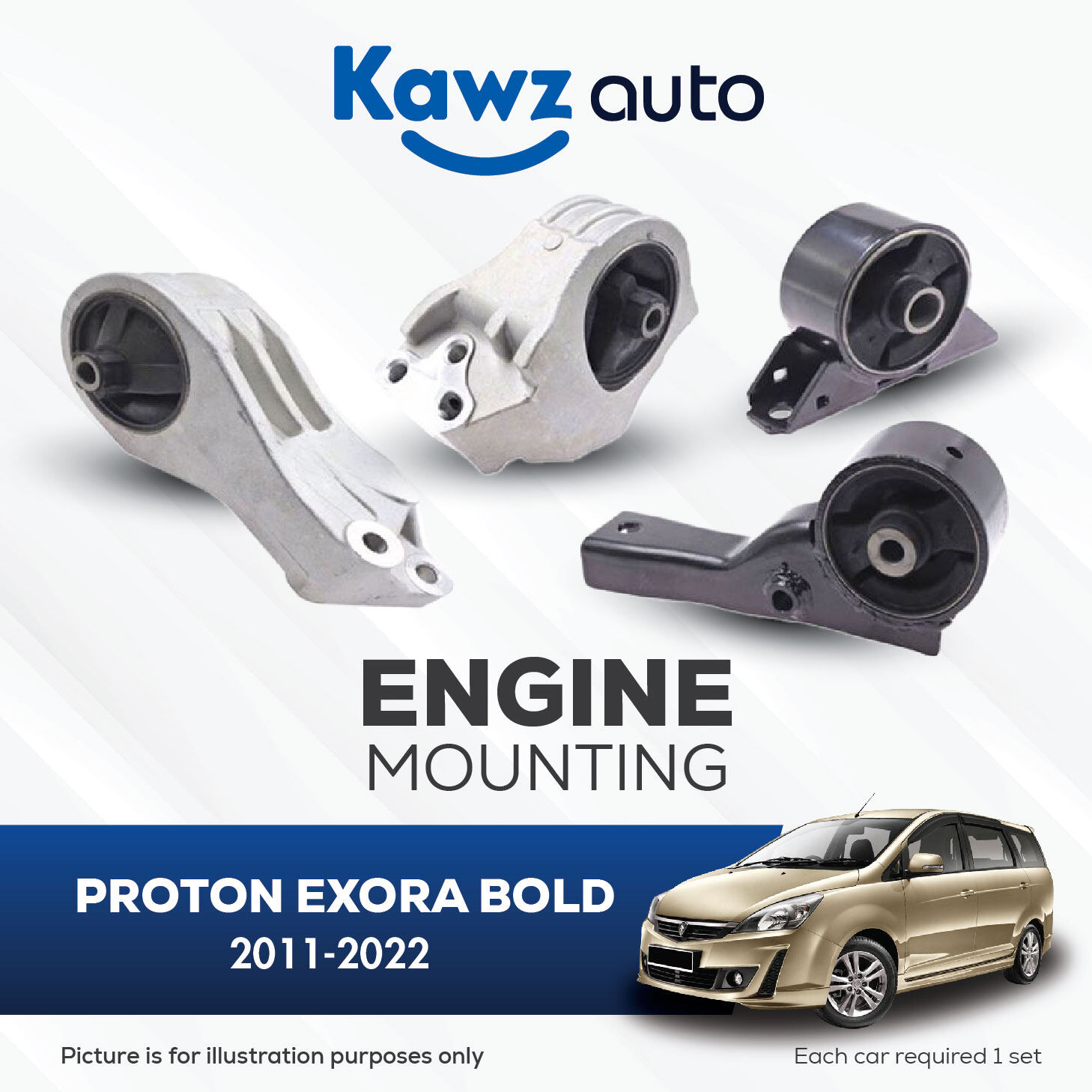 KAWZ PROTON EXORA BOLD (2011-2022) ENGINE MOUNTING - [SET] | Lazada