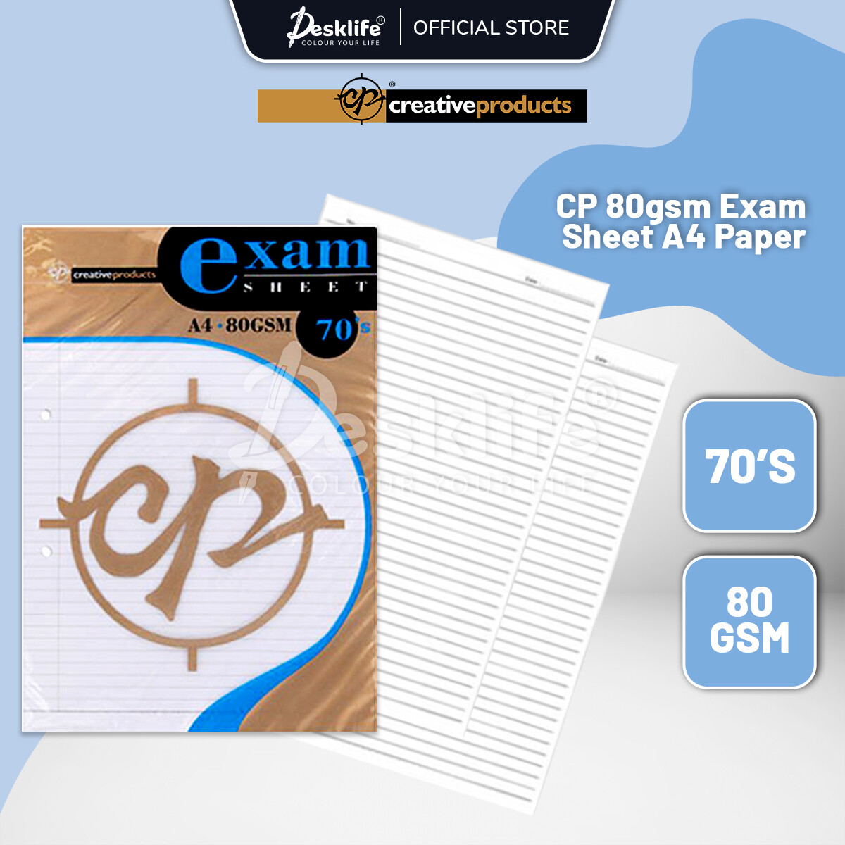 Desklife CP 80gsm Exam Sheet A4 Paper 30s 50s 70s 100s -(PKT) Foolscap ...