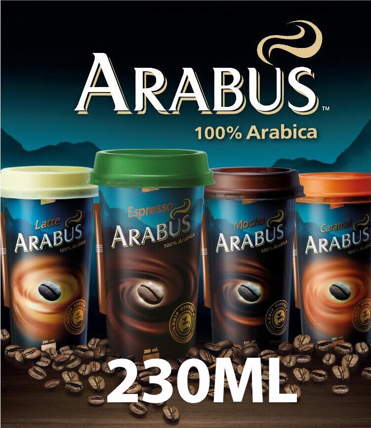 ARABUS Roasted & Ground RTD Caremel Macchiato x 10 Cups 230ML Premium ...