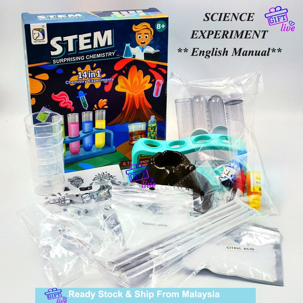 Science Experiment Kit With 14 in 1 Science Lab Chemistry Volcano ...