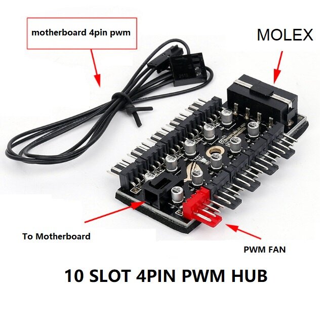 PC MOTHERBOARD PWM 4 PIN FAN HUB (10 SLOT) SATA / MOLEX | Lazada