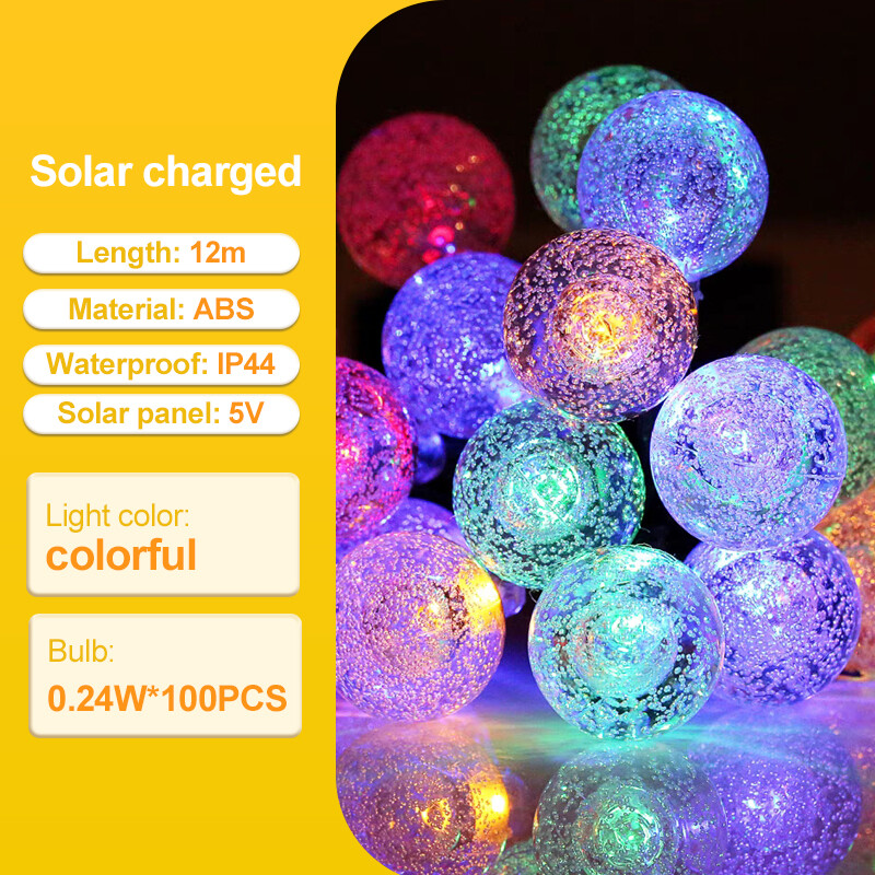LED Crystal Ball Bubble Solar String Lights for Outdoor Patio Lawn ...