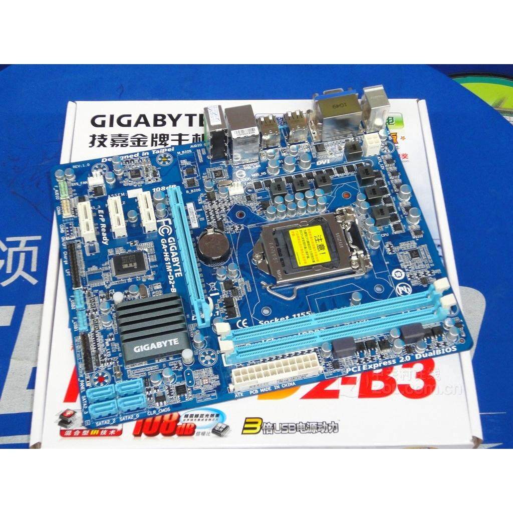 G IGABYTE GA-H61M-D2-B3 เมนบอร์ดเดสก์ท็อป H61 เต้ารับแอลจีเอ 1155 I3 I5 I7 DDR3 16G U ATX เดิม ...