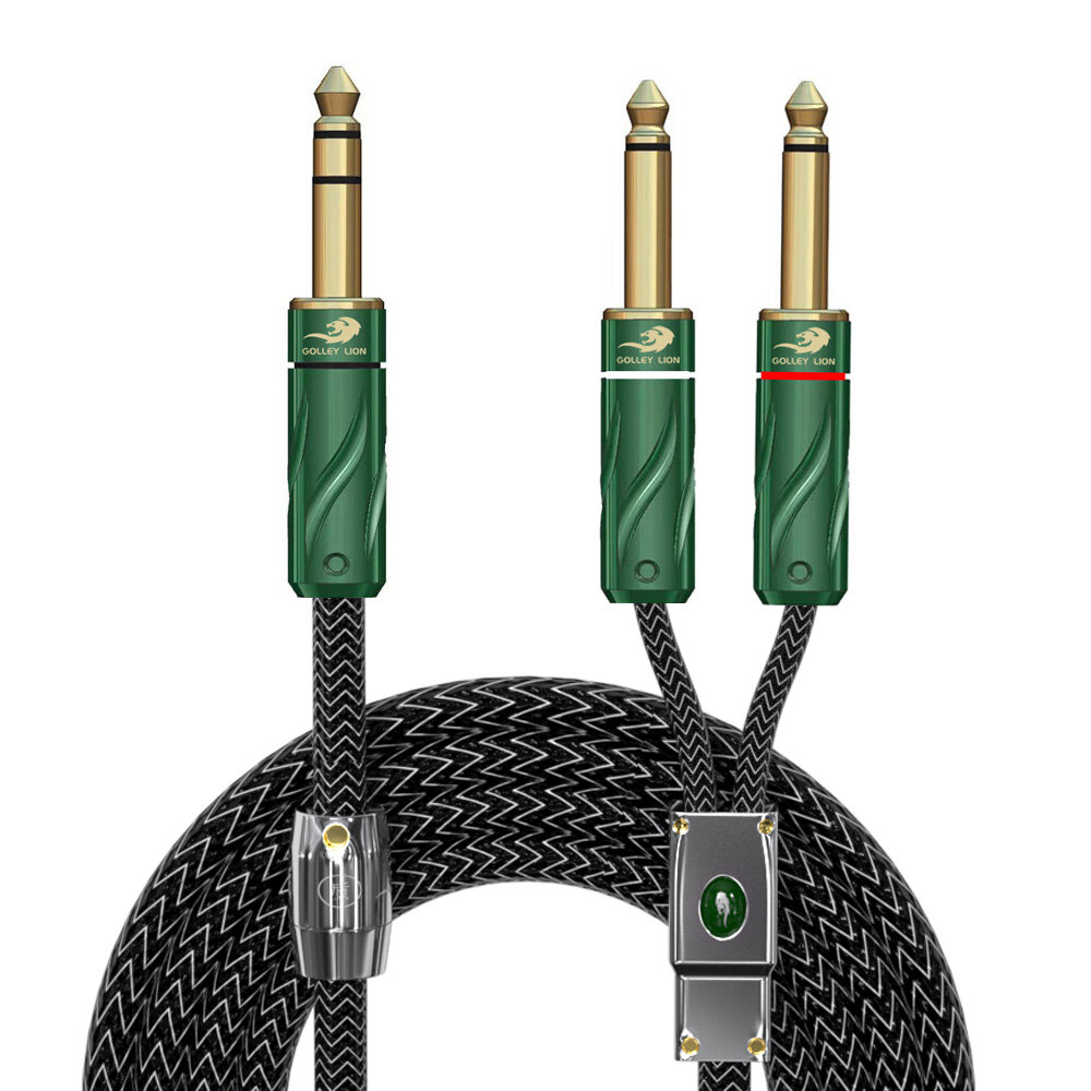 GOLLEY LION Stereo 1/4 Inch TRS 6.35mm Jack to Dual 1/4'' TS Mono Male ...