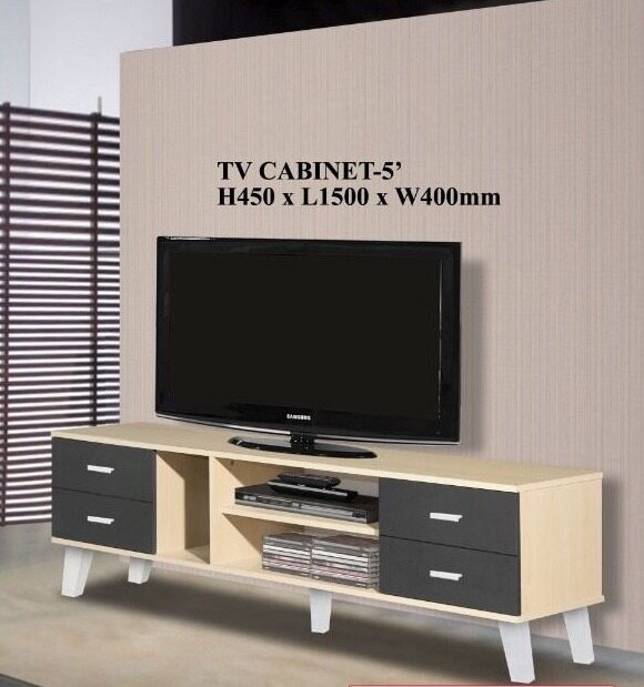 5ft TV CABINET - HOMEY / TV KABINET 5 KAKI / 5FEET TV CABINET / RAK TV ...