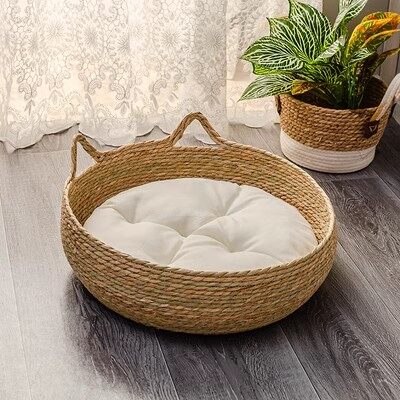 Rattan Cat Nest Four Seasons Universal Cattail Nest Washable Summer Cat ...