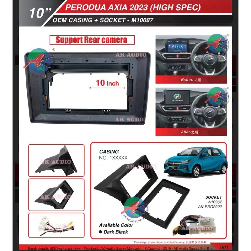 Perodua Axia 2023 Android Player 10" inch Casing + Socket | Lazada