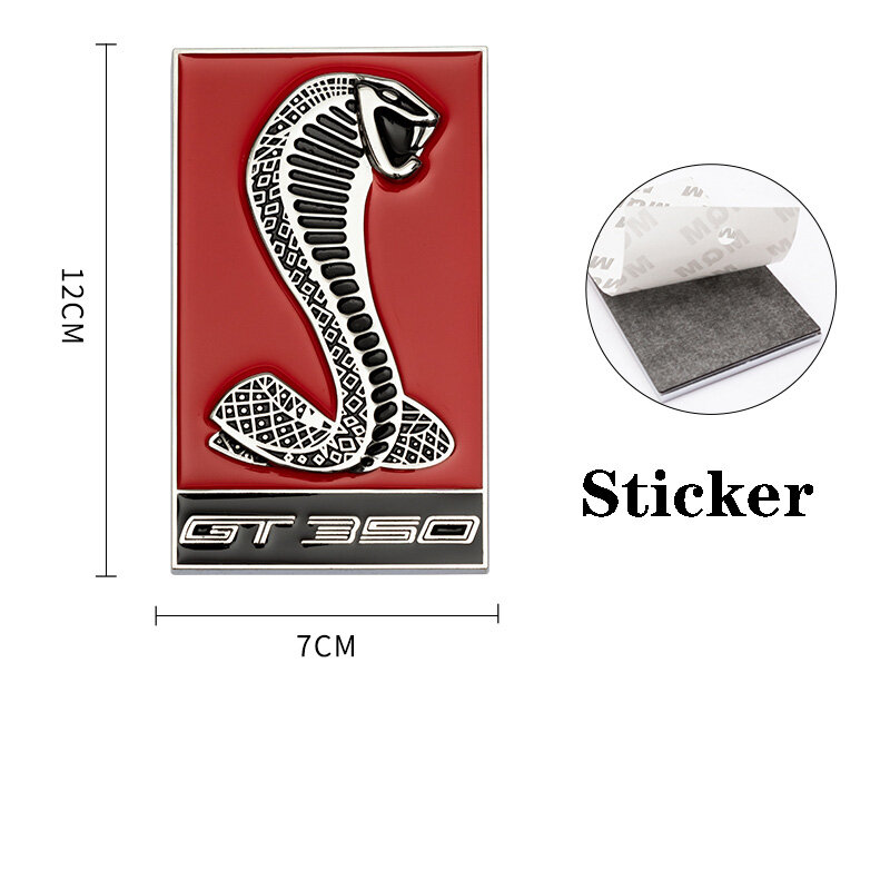 2pcs 3D Metal Mustang Snake Cobra Viper GT350 Logo Car Stickers Decals ...