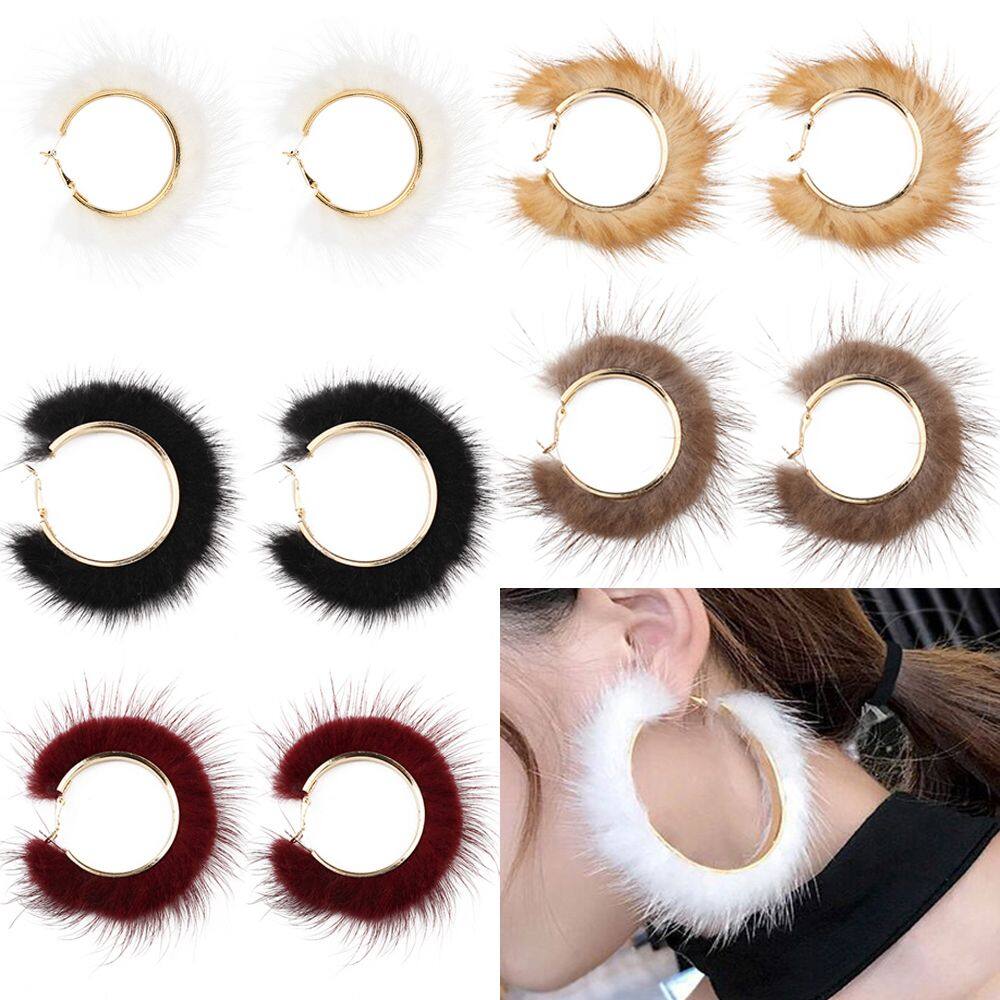 JING 1 Pair ของขวัญ คริสต์มาส เกินจริง ฤดูใบไม้ร่วงฤดูหนาว ต่างหูวงกลม ...