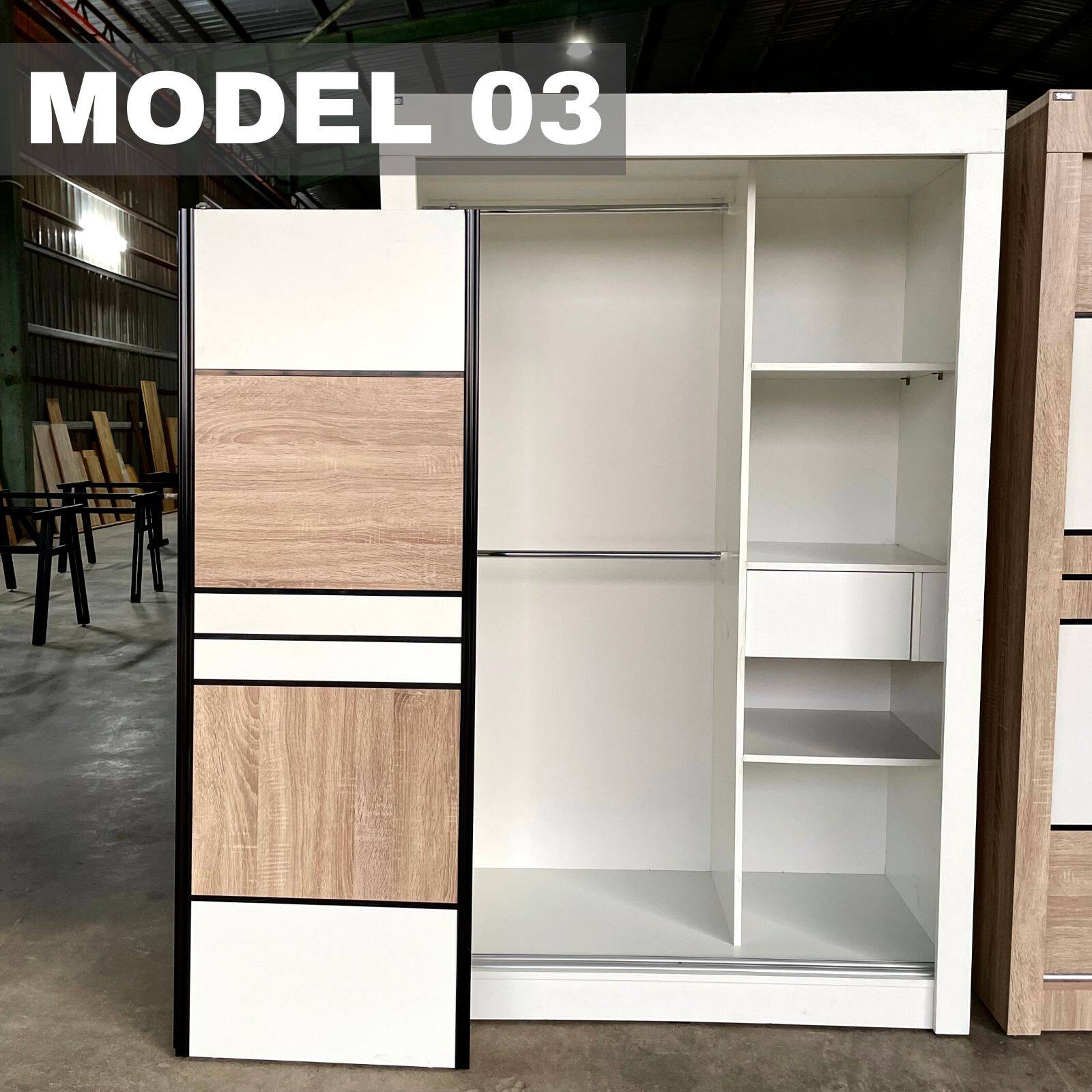MDM 4x6FT Wardrobe 2 Sliding Doors with/without drawers - Almari 4 kaki ...