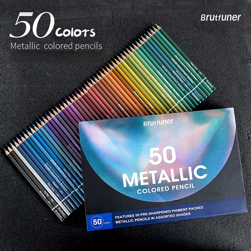 Brutfuner 12/50 Colors Metallic Pencil Drawing Sketch Set Soft Wood ...