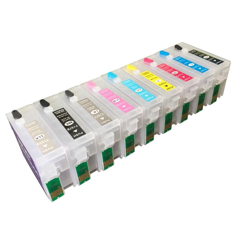 13PCS 9 COLORS T157 Refillable Ink Cartridges For Epson Stylus Photo ...