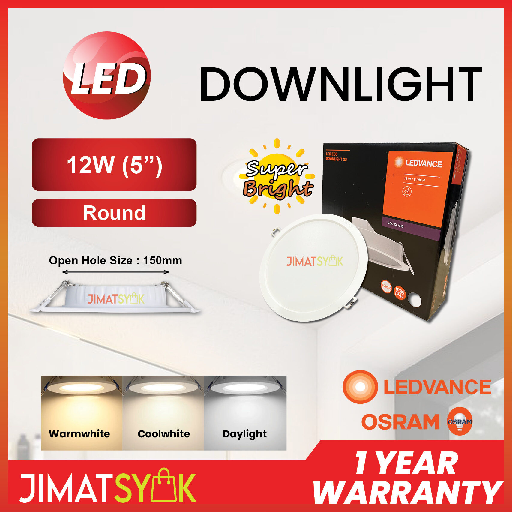 LEDVANCE OSRAM LED Downlight 12W 5 Inch 18W 6 Inch 24W 8 Inch Recessed ...