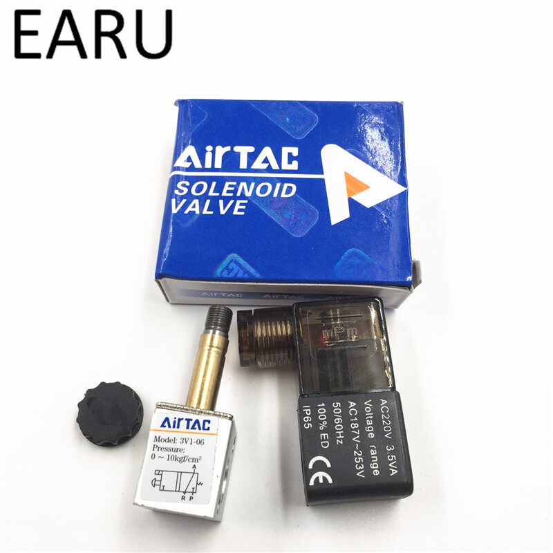 1pc 3v1-06 2 Position 3 Way Pneumatic Solenoid Valve Port 1/8" Normally Closed Pneumatic Control ...