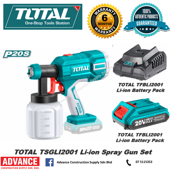 Total Spray Tools TSGLI2001 Li-ion Spray Gun ( Included 1 Battery & 1 ...