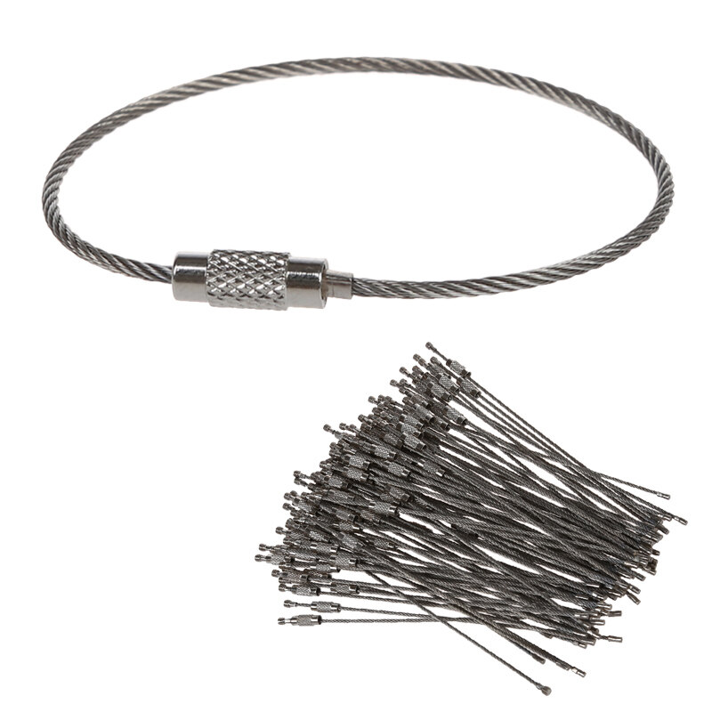 Stainless Steel Screw Locking Wire Keychain Cable Key Rings Outdoor ...