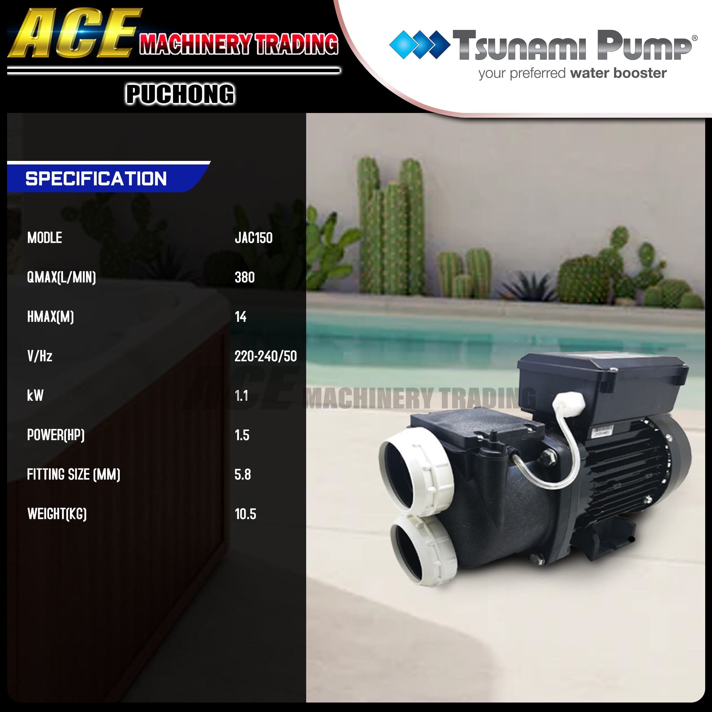 Tsunami Jacuzzi Pump Jacuzzi Hydromassage Bathtub Pump 2inlet And Outlet 1hp And 15hp 1 Year