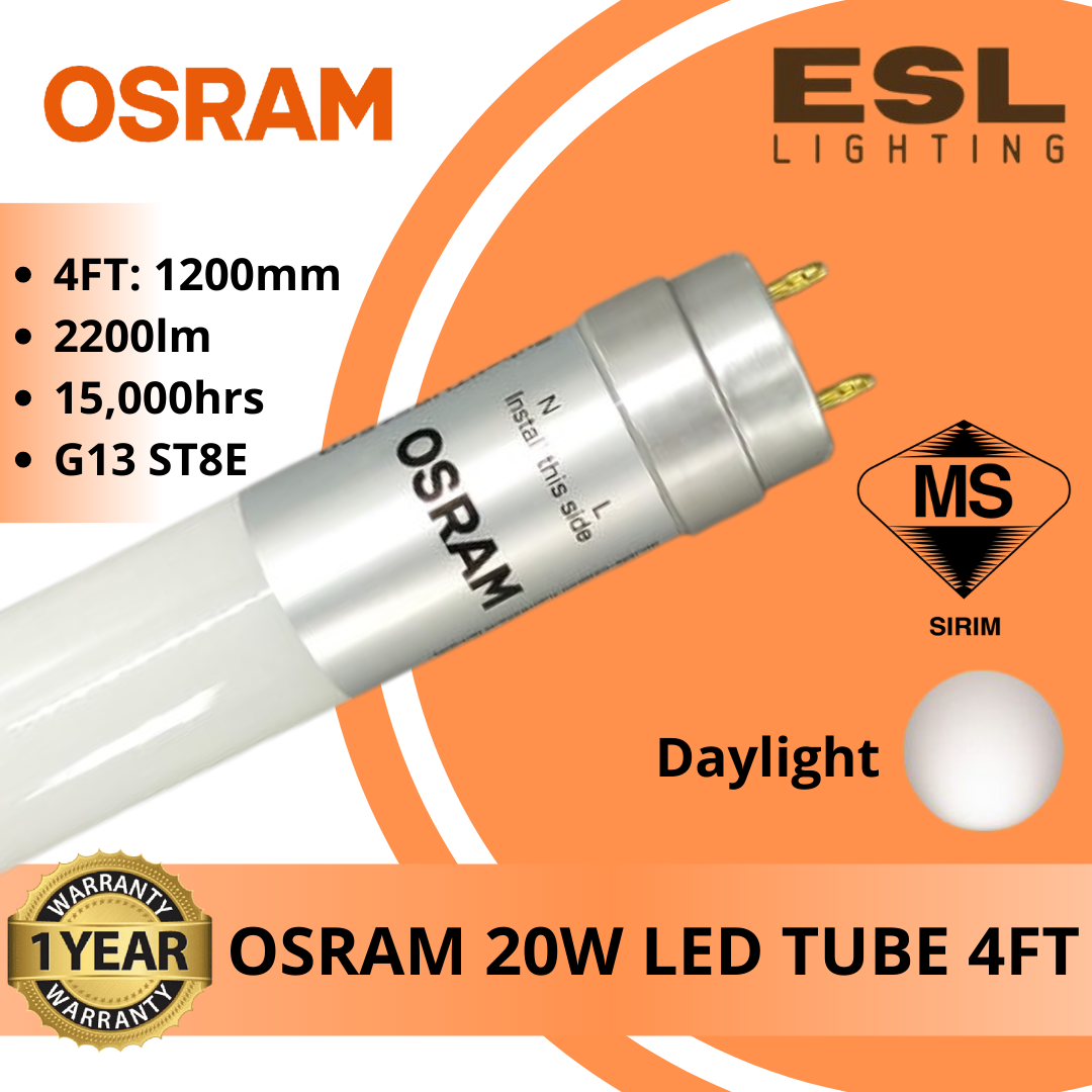 ESL LIGHTING / OSRAM / LIGHTING / LED TUBE 20W 4FT 2200LM / 25 PCS ONE BOX / SIRIM APPROVED | Lazada