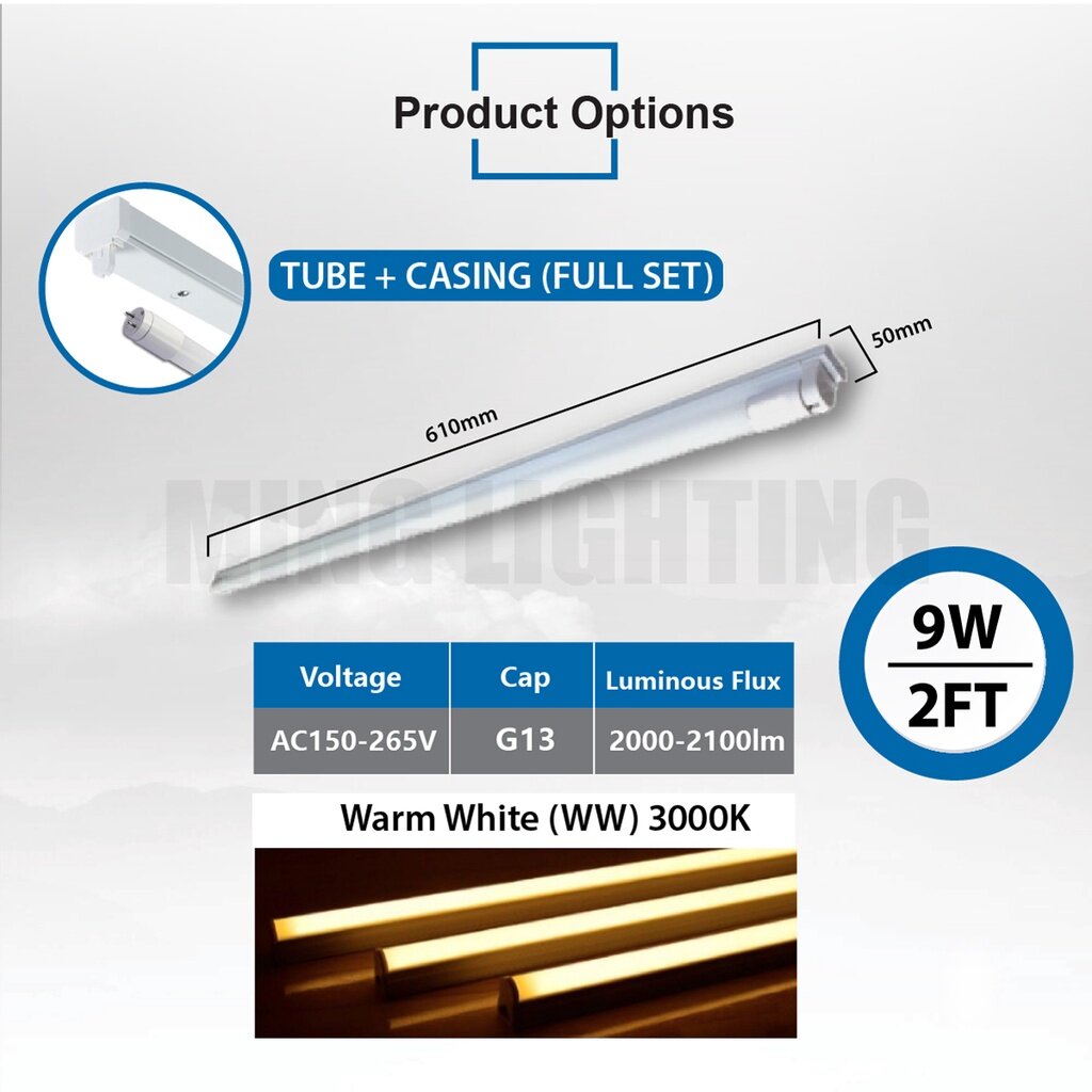 LED Fluorescent T8 4Ft Complete Set Light Lampu Kalimantang Panjang ...