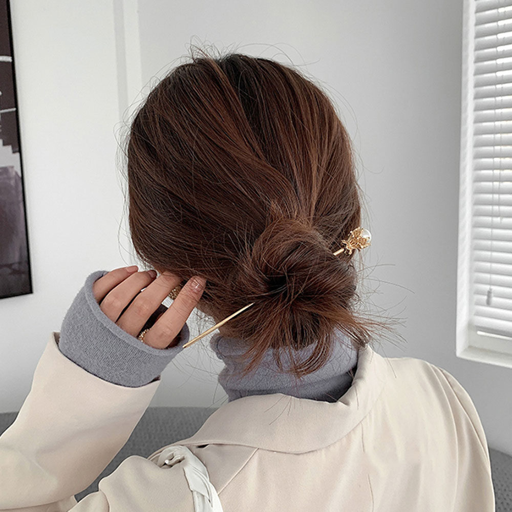 HHGY ผู้หญิงที่สง่างามวินเทจไข่มุกโลหะสไตล์จีนปิ่นปักผมเครื่องประดับผม ...