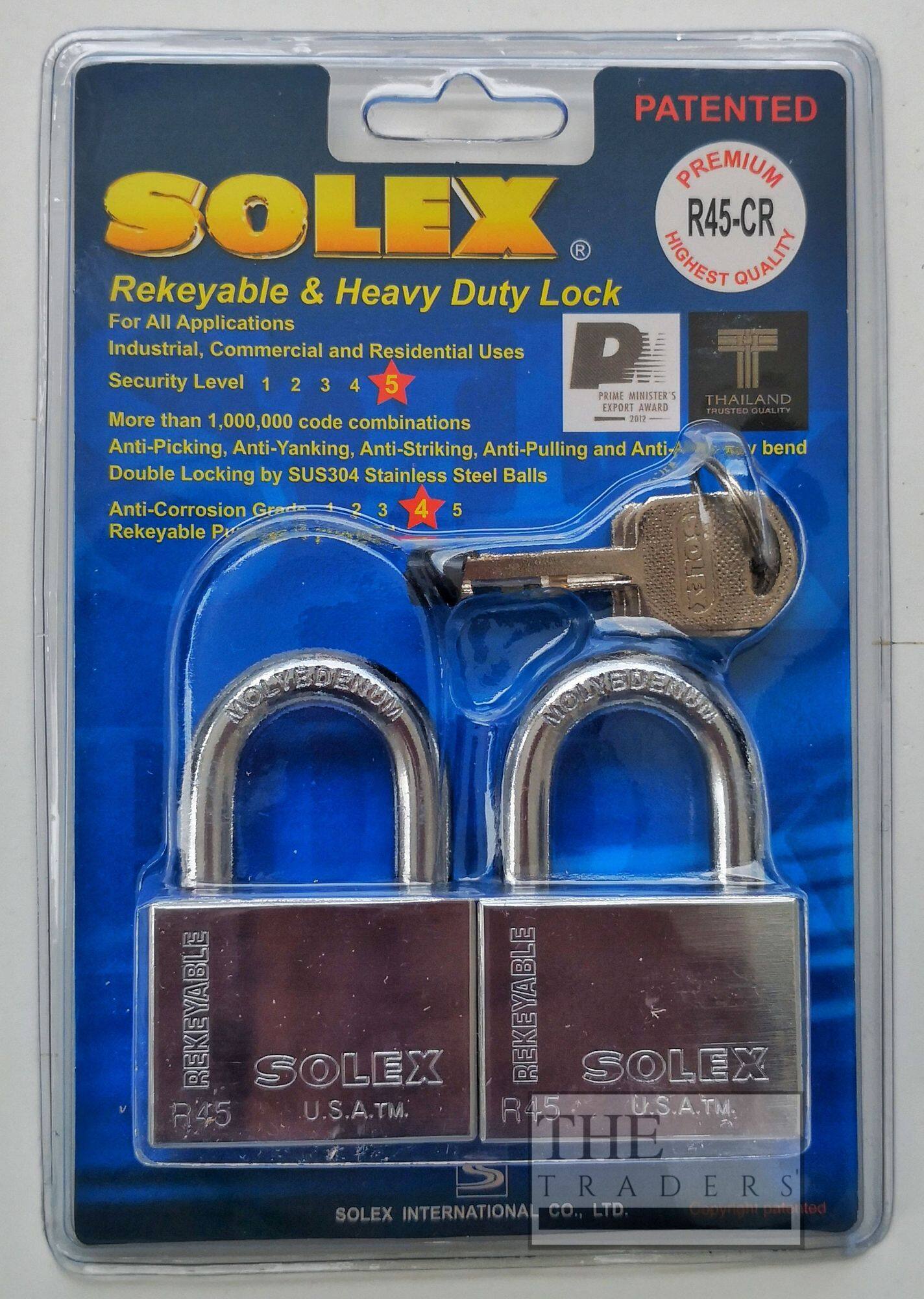 [100% ORIGINAL] SOLEX PREMIUM CR45 KEY ALIKE 2:1 PADLOCK (45mm) - CR45 ...