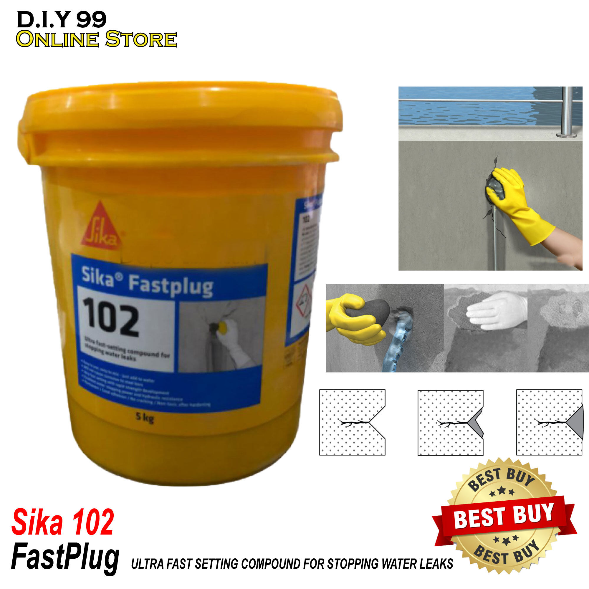 5kg Sika 102 Fast Plug Water Plug Repair Leaking Wall Fast Setting ...