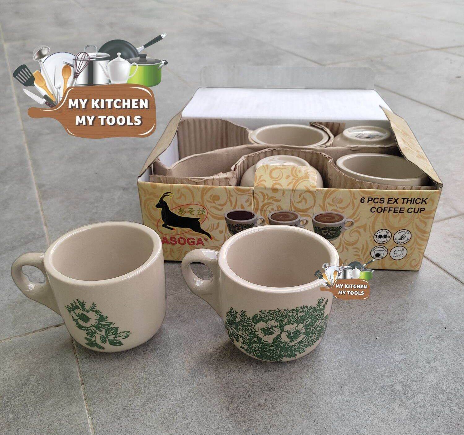 Thick Porcelain Vintage Kopitiam Cup with saucer / Traditional Retro ...