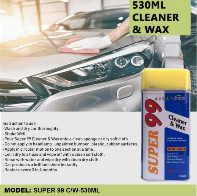 SUPER 99 Luster Cleaner & WAX / ULTRA CLEAN METALLIC 530ml (MADE IN ...