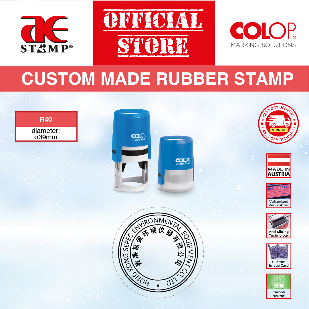 Custom Made COLOP Round Self Inking Stamp | Personalised Rubber Stamp ...
