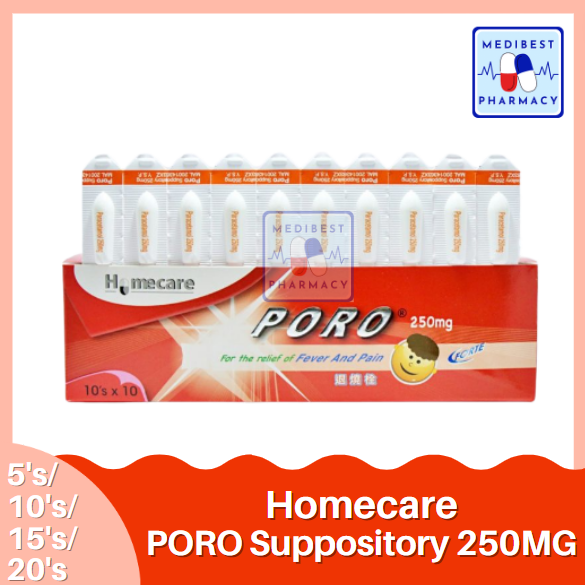 Homecare PORO Suppository 125MG OR 250MG (PARACETAMOL) -5/10/15/20 ...