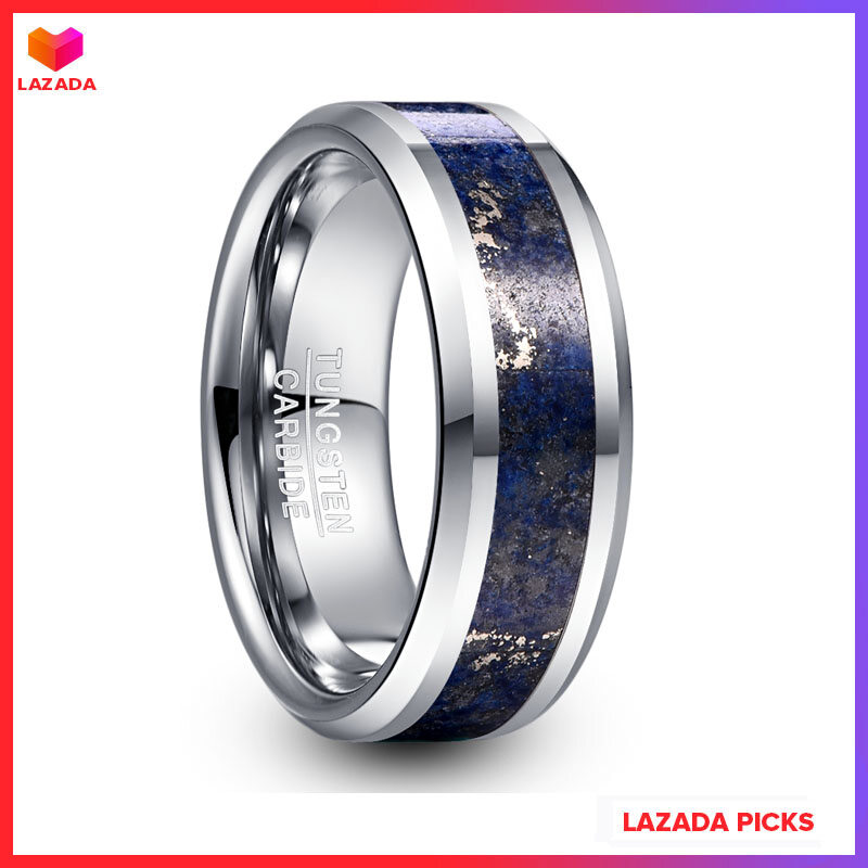 BONLAVIE 8mm Wide 100% Real Tungsten Carbide Ring Wedding Engagement ...