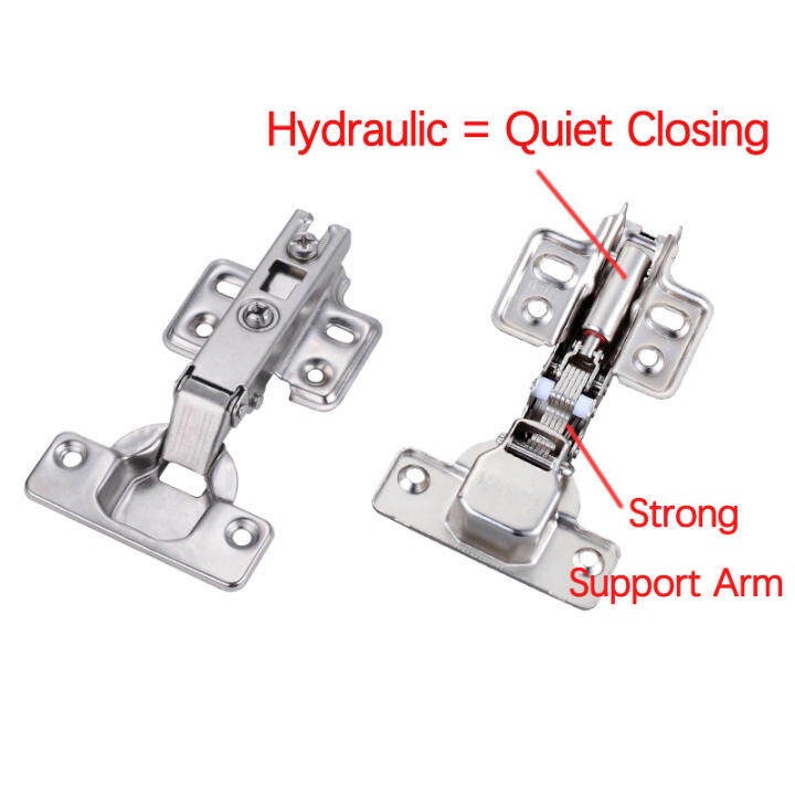 4 Pieces Cabinet Hinge Stainless Steel with Hydraulic Damper Buffer ...