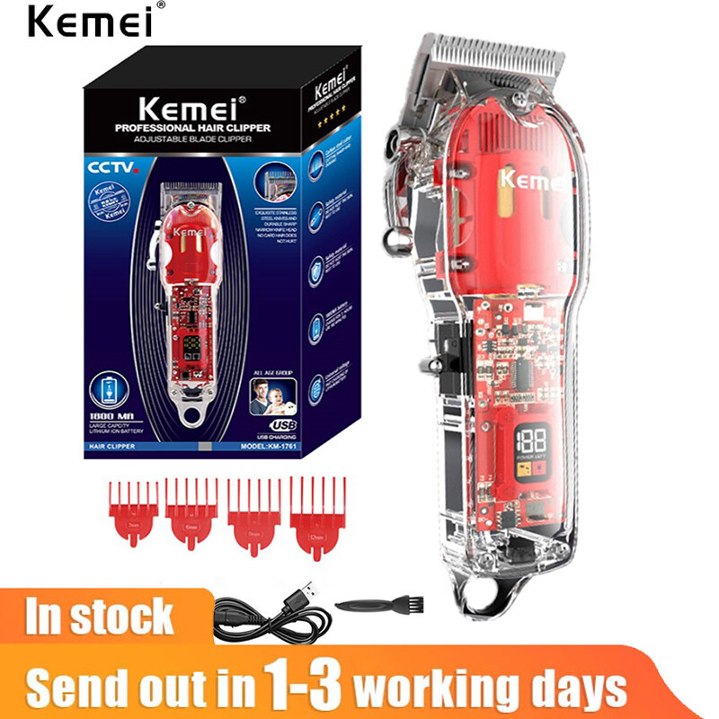 kemei 1761 cordless professional hair clipper for men lithium beard ...