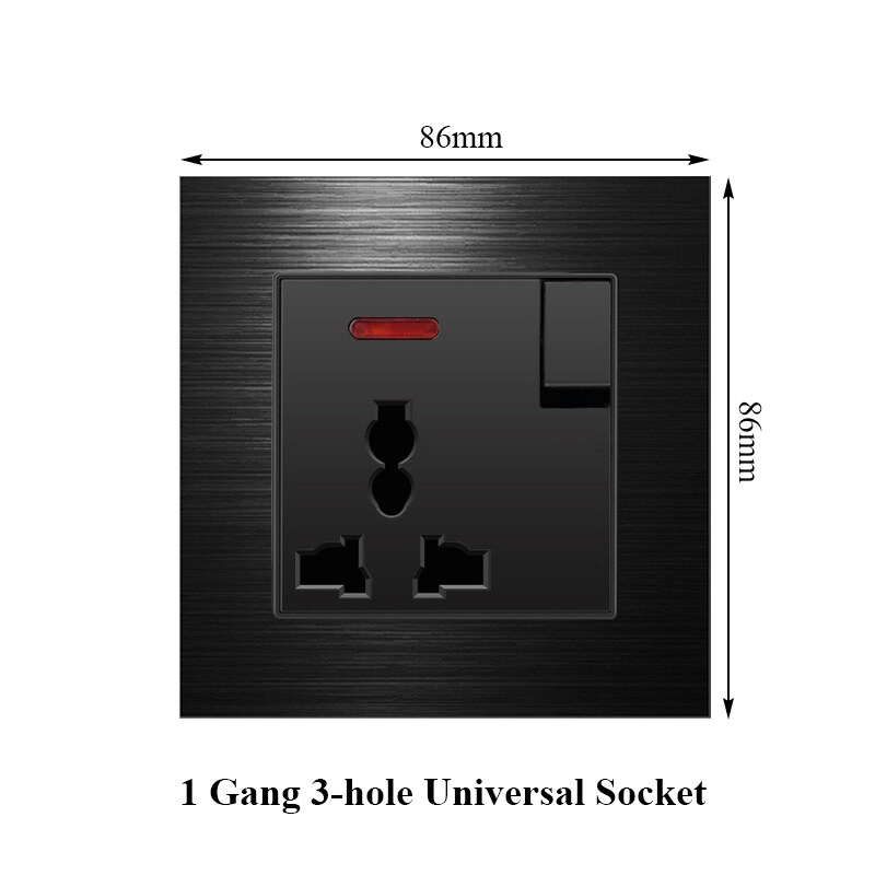 LSG Electrical Outlet 13a Universal Socket for wall With Switch Black ...